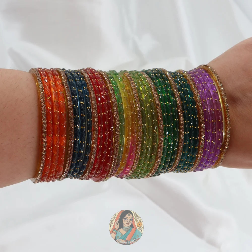Raindrop Rainbow Glass Bangle Set – Neelams Jewels